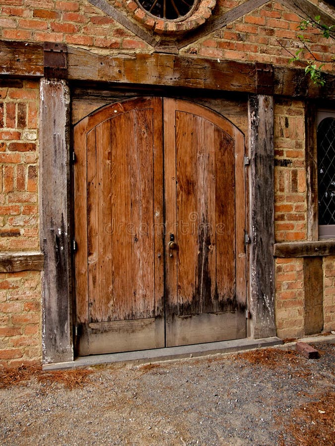 Old Wooden Door And Historic Building Stock Image - Image of hardwood ...