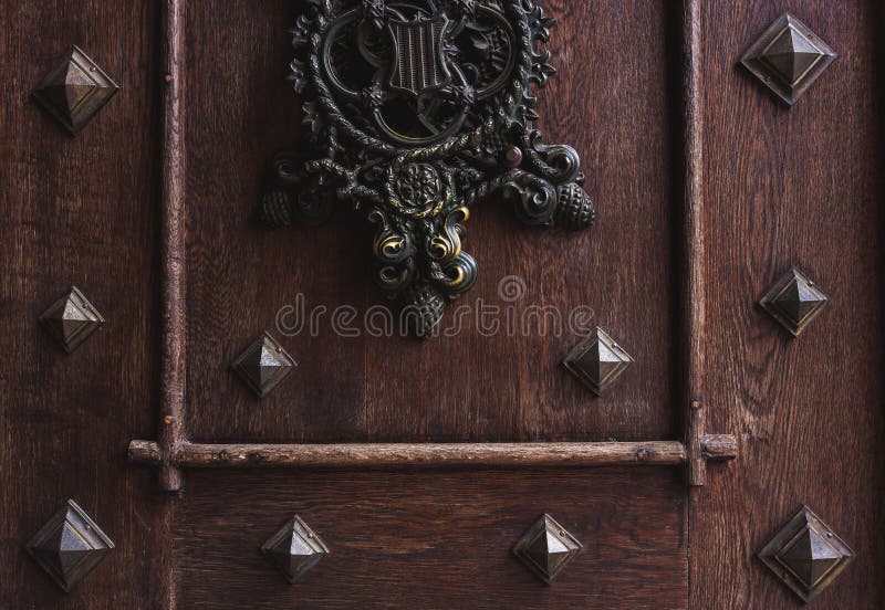 Old Wooden Door with Metal Decor Textured. Stock Photo - Image of ...