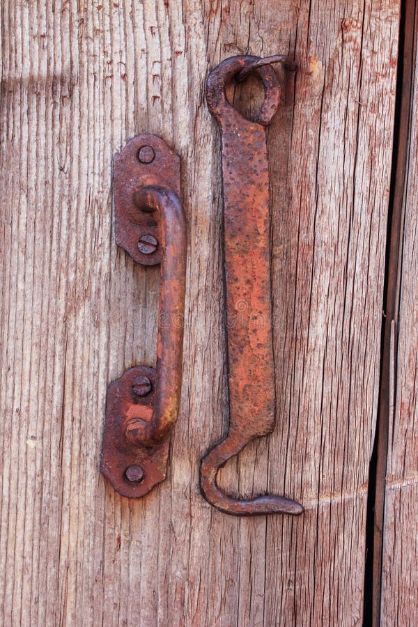 Old Wooden Door with Old Hook Stock Image - Image of antique, hook ...