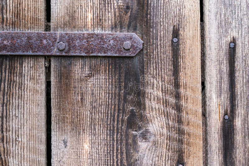 Old Wooden Door with Rusty Hinge, Close-up Stock Photo - Image of barn ...