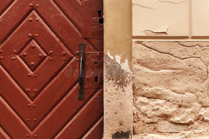 Old Wooden Door and Stone Wall Texture Stock Photo - Image of detail ...