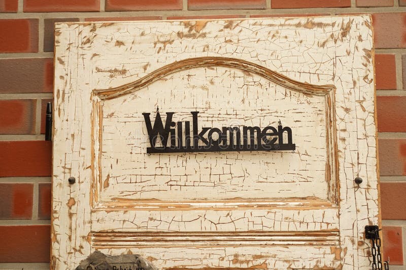 Old Wooden Door. Welcome Sign Stock Image - Image of historic, gate ...