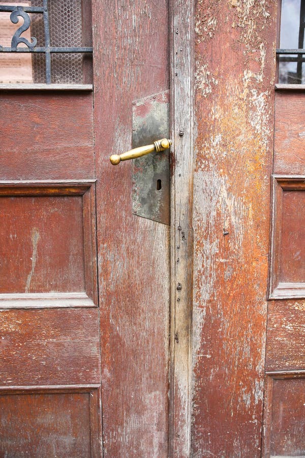 Old Wooden Doors with a Handle. Vintage Rustic Style Stock Image ...
