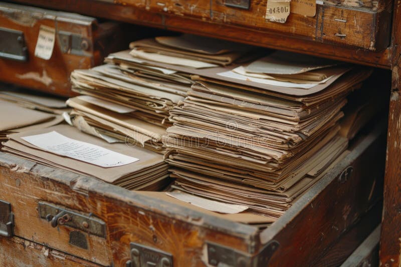 Old Wooden Drawer Overflowing Paper Documents Stock Photos - Free ...