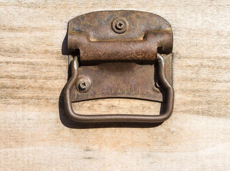 Old Wooden Drawer with Rusty Handles Stock Image - Image of round ...
