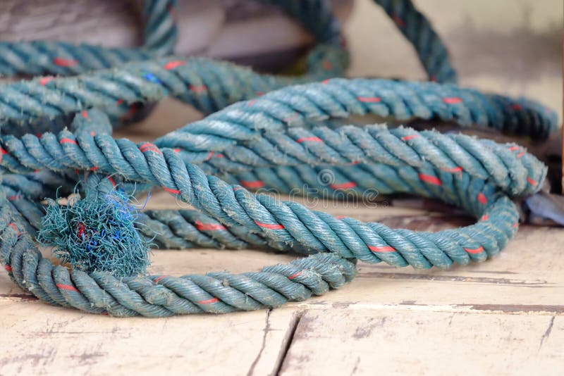 Close Up a Long Blue Rope String Stock Image - Image of closeup ...