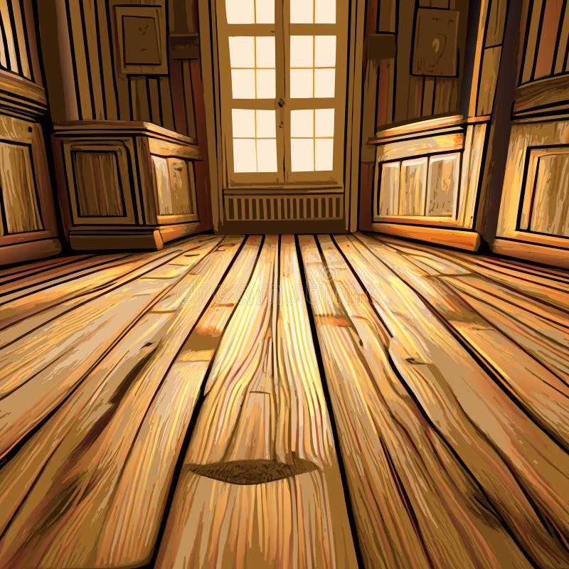 Old Wooden Floor Empty Rustic Room Interior Stock Vector - Illustration ...