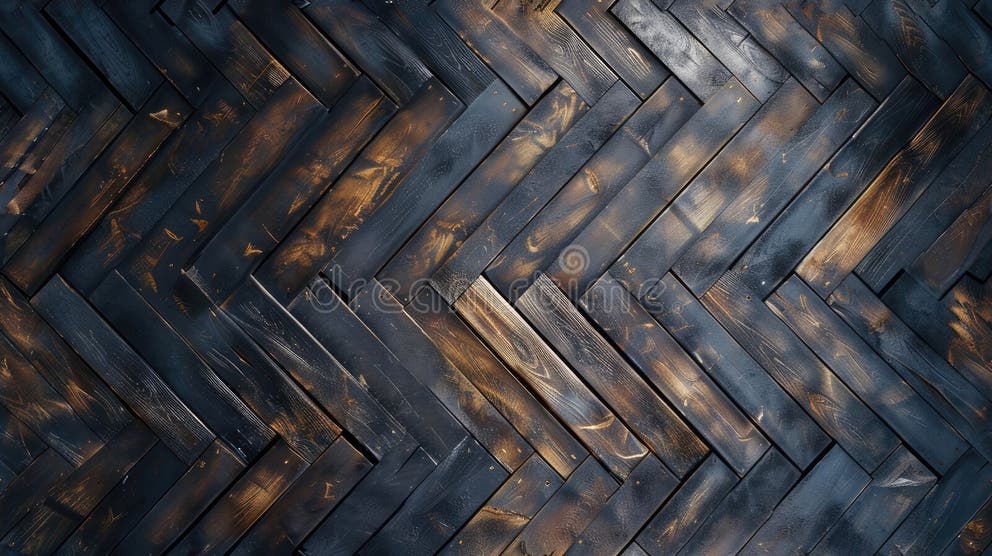 Old Wooden Floorboards Arranged in a Fishbone Pattern from a Top-down ...