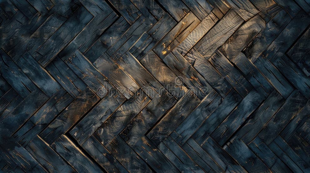 Old Wooden Floorboards Arranged in a Fishbone Pattern from a Top-down ...