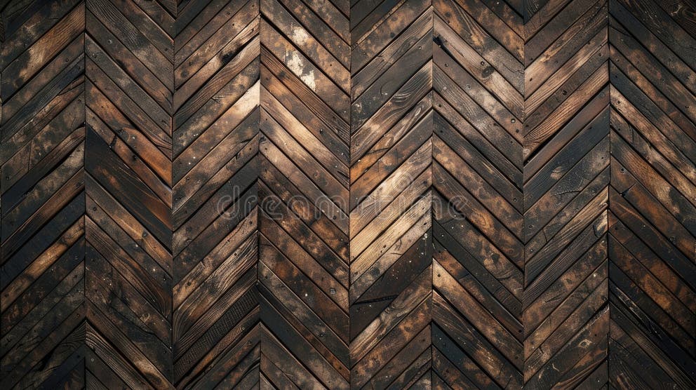 Old Wooden Floorboards Arranged in a Fishbone Pattern from a Top-down ...