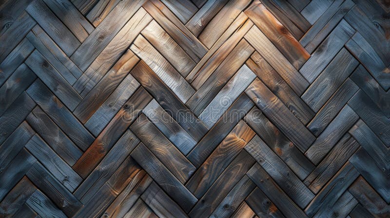 Old Wooden Floorboards Arranged in a Fishbone Pattern from a Top-down ...