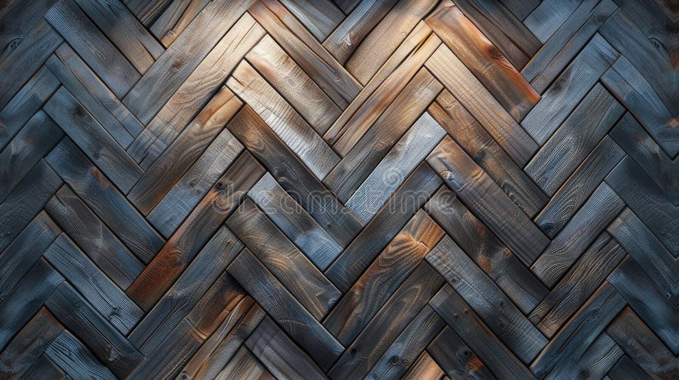 Old Wooden Floorboards Arranged in a Fishbone Pattern from a Top-down ...
