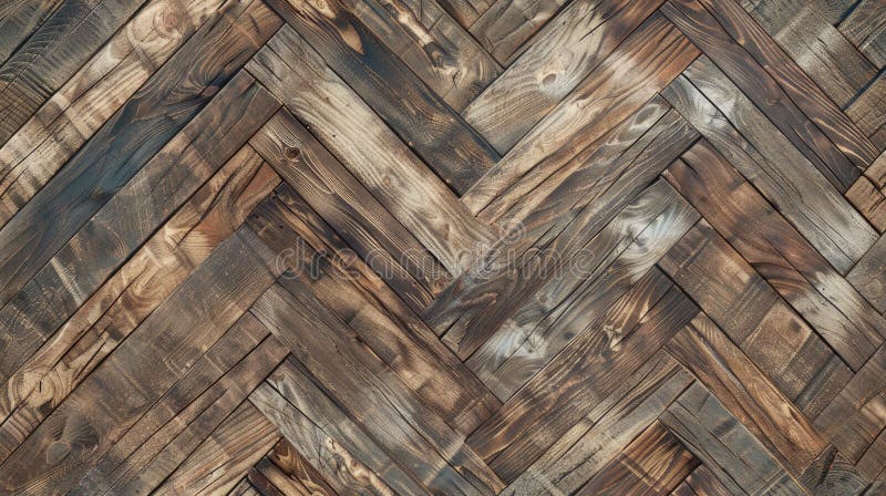 Old Wooden Floorboards Arranged in a Fishbone Pattern from a Top-down ...