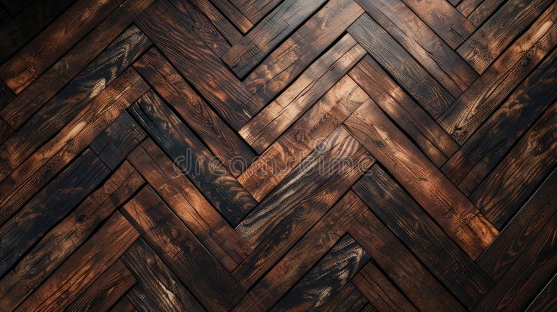 Old Wooden Floorboards Arranged in a Fishbone Pattern from a Top-down ...