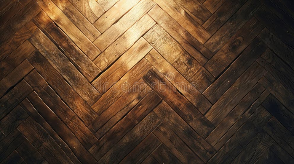 Old Wooden Floorboards Arranged in a Fishbone Pattern from a Top-down ...