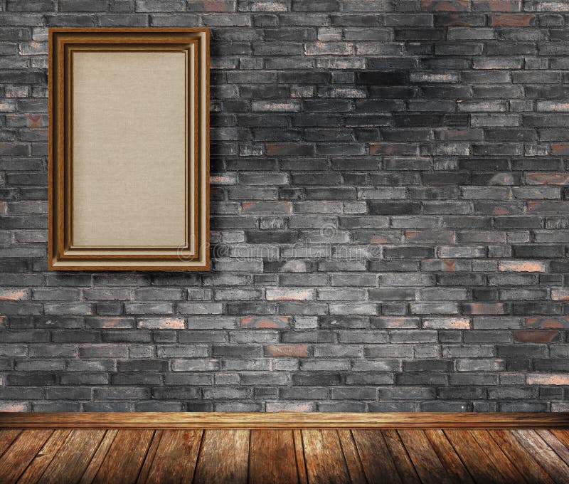 Old Wooden Frame on Bricks Wall. Stock Illustration - Illustration of ...