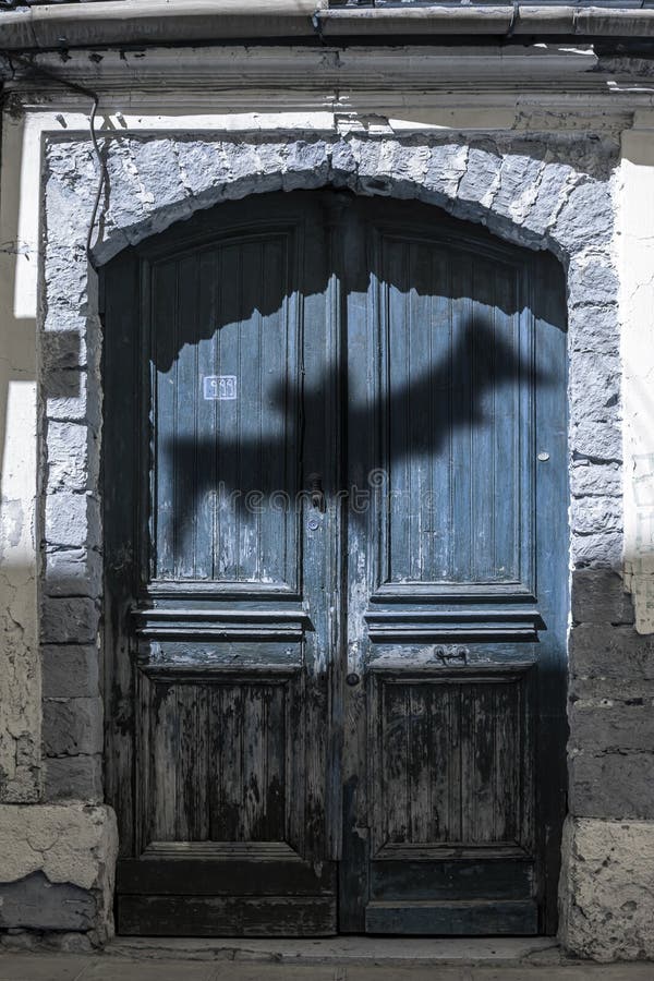 Old Front Door with Bat Shadow Stock Photo - Image of idea, door: 231560602