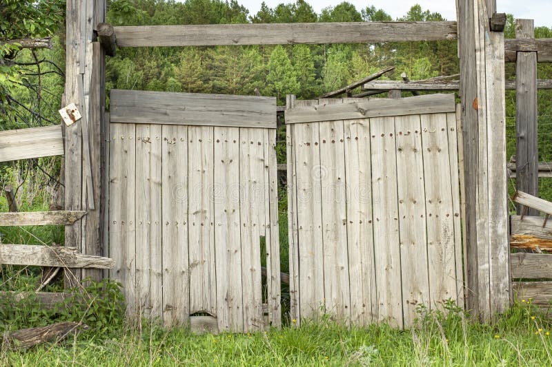 Old Wooden Gate in an Abandoned Village Manor Stock Photo - Image of ...
