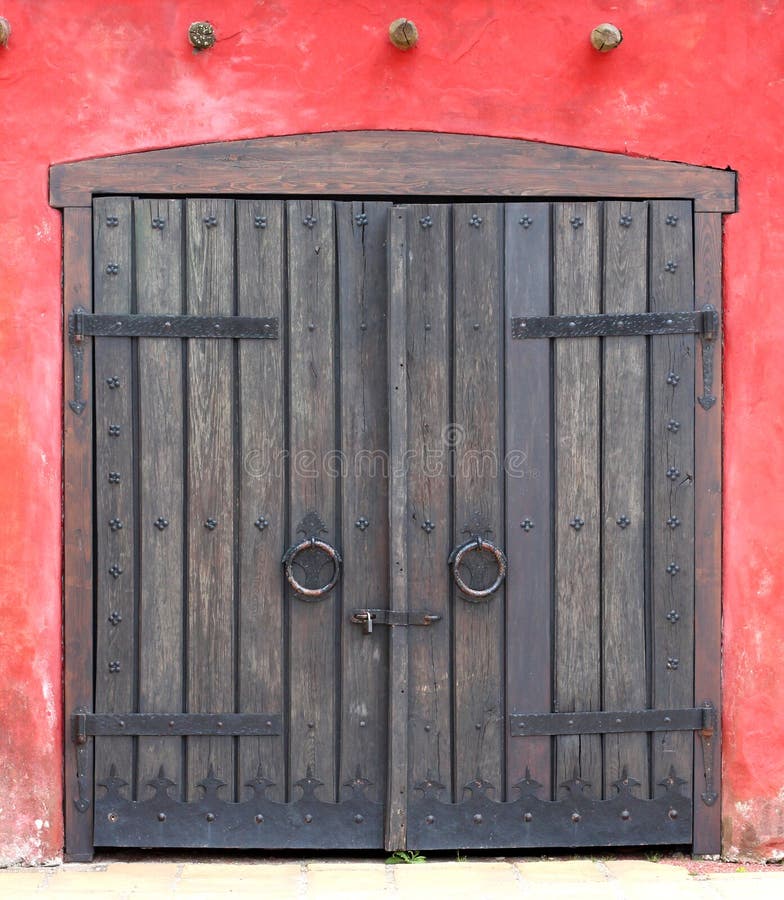 Old Wooden Gate in a Red Brick Wall Stock Photo - Image of vintage ...