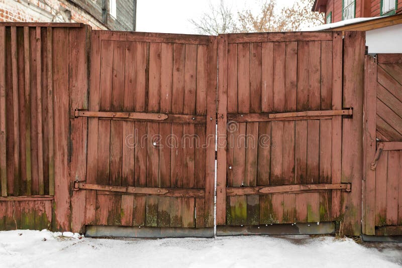 Old wooden gate red stock photo. Image of vintage, building - 51756958