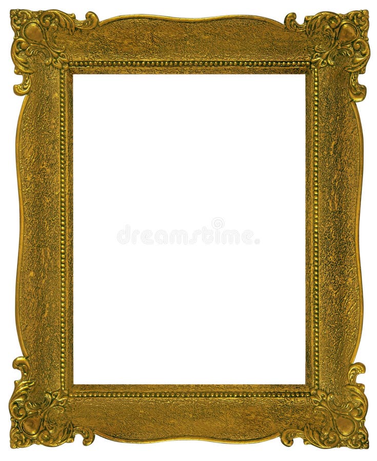 Rectangle Old Gilded Golden Wooden Frame Isolated on White Stock Image ...