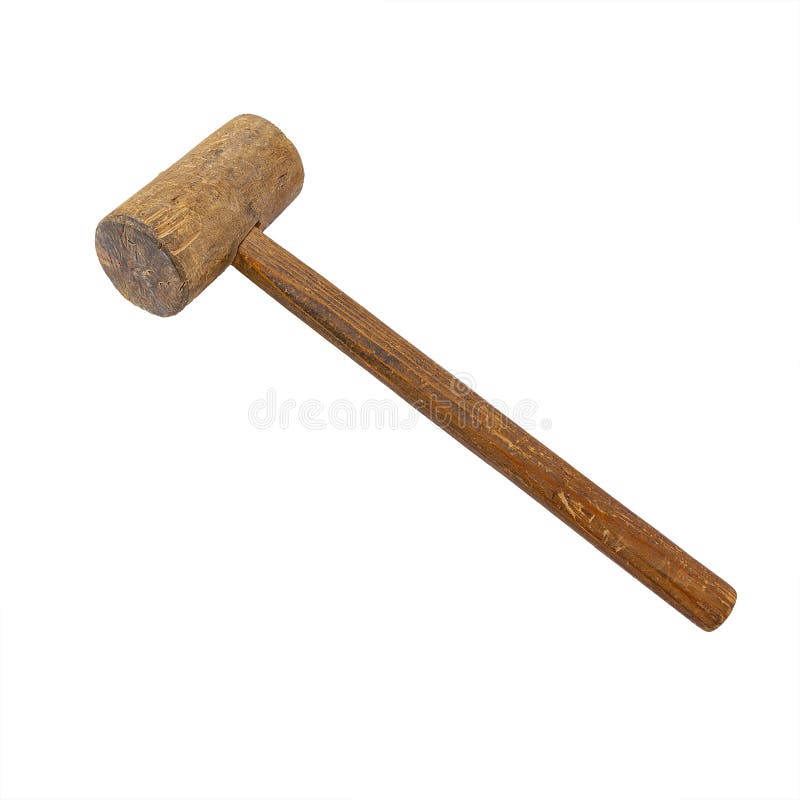 Old Wooden Hammer. Gavel Isolated on a White Background Stock Photo ...