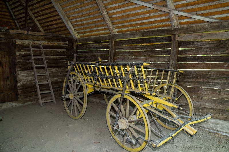 Old Wooden House, Old Cart in the Barn Stock Photo - Image of wood ...