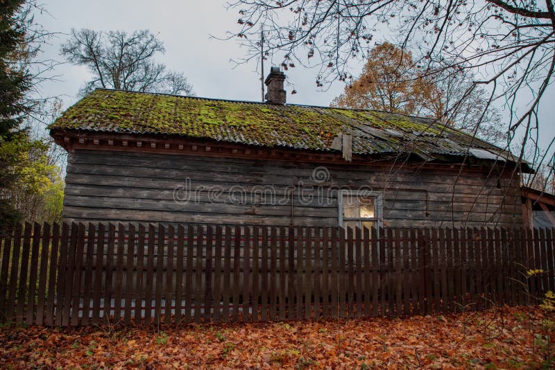 Old Wooden House in the Forest in Autumn Time Stock Image - Image of ...