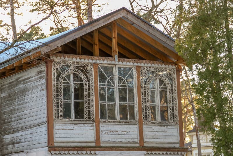 Old Wooden House with Open Attic Stock Image - Image of exterior, attic ...