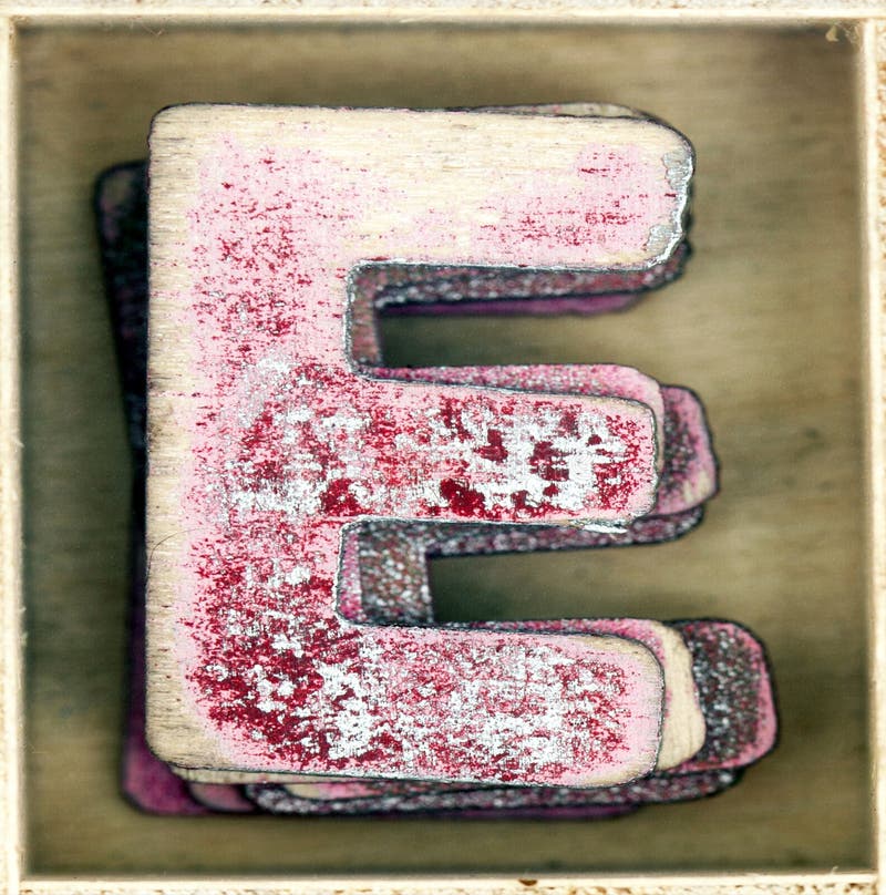 Old Wooden Letter E in a Box Stock Photo - Image of paint, alphabet ...