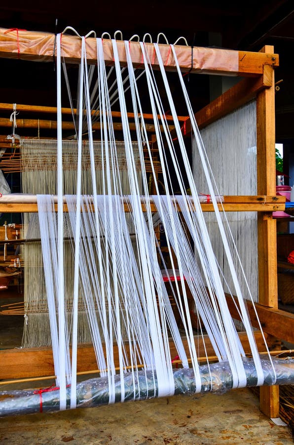 Old Wooden Loom with Strings of Cloth Stock Photo - Image of textile ...