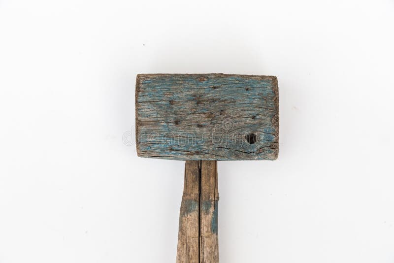 Old Wooden Mallet on a White Background Stock Image - Image of ...