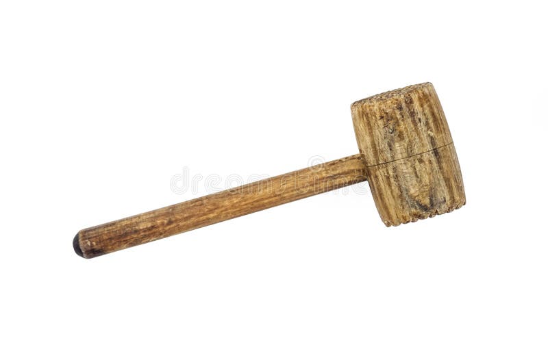 Old Wooden Meat Hammer Isolated on White Background Stock Image - Image ...