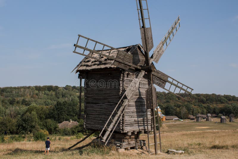 Old Mill in Field of Buckwheat Stock Photo - Image of cultivation, mill ...