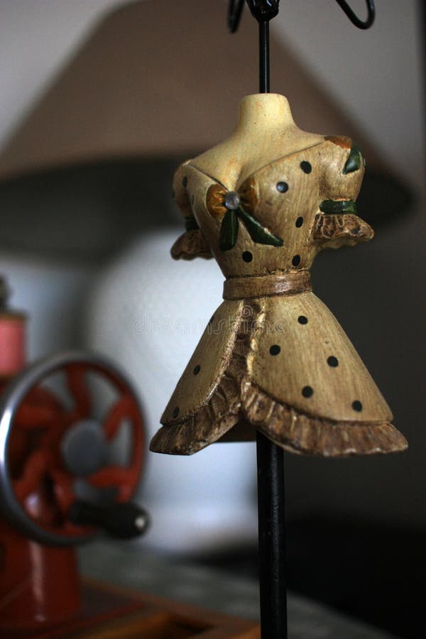 Old Wooden Miniature Sewing Mannequin Stock Photo - Image of close ...