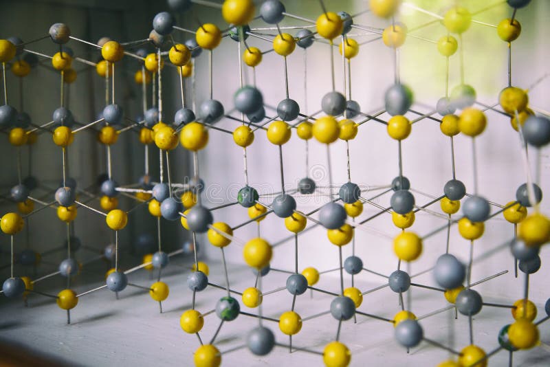 Old Wooden Molecular Model. Atomic Structure and Bonding Stock Photo ...