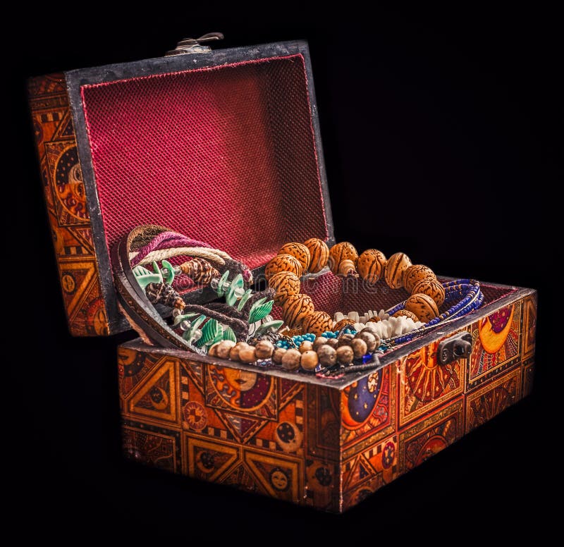 Old wooden open chest stock image. Image of carved, casket - 83530993