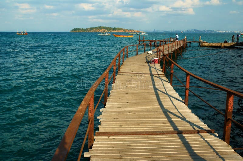 Old wooden pier. stock photo. Image of horizon, travel - 12424018