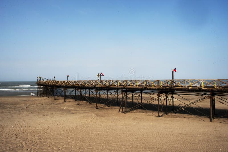 Old Wooden Pier in Pimentel, Chiclayo, Peru Stock Photo - Image of dock ...
