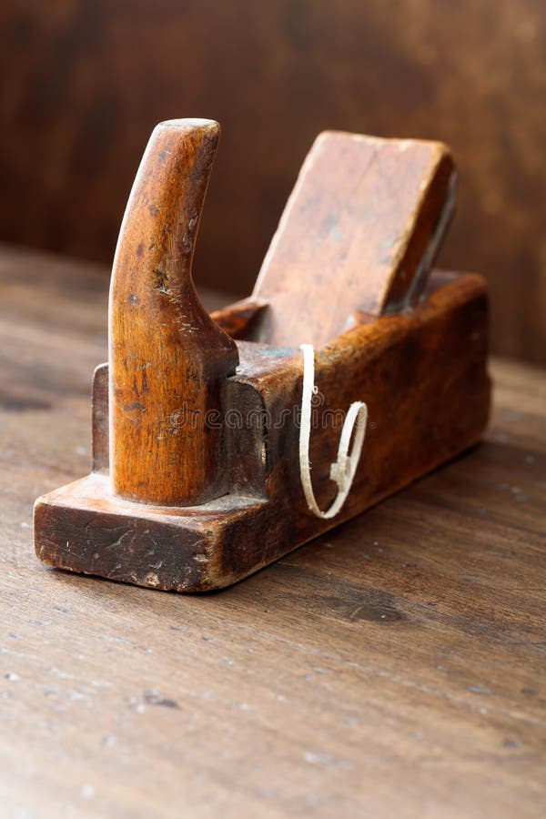 Old wooden planer . stock photo. Image of carpentry - 103174404