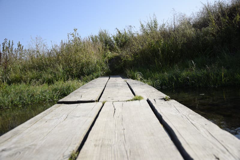Old Wooden Platform on the Forest River Stock Photo - Image of travel ...