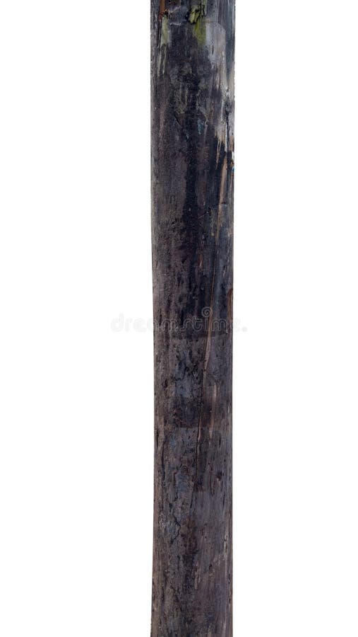 Old Wooden Post Isolated on White Stock Image - Image of signal ...