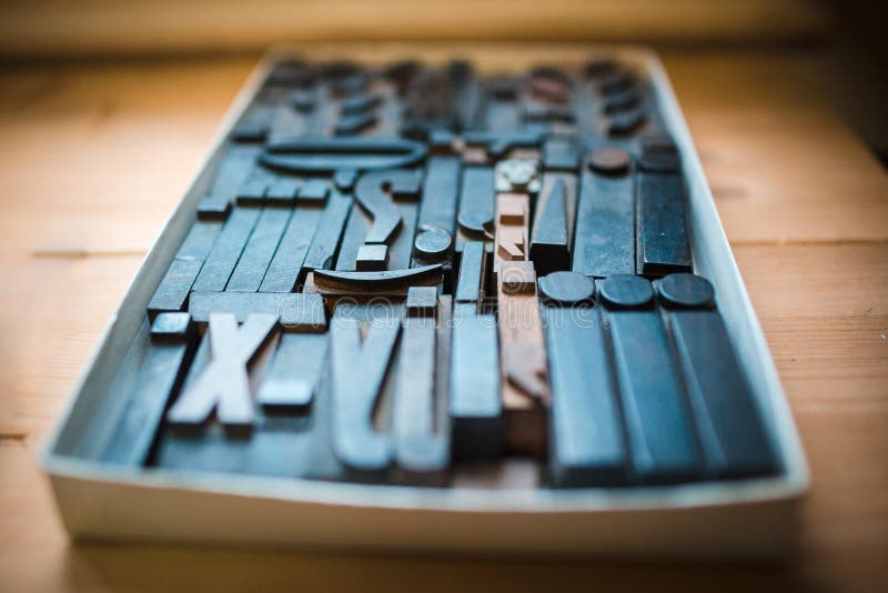 Old Wooden Printing Type, Font Characters Stock Photo - Image of futura ...