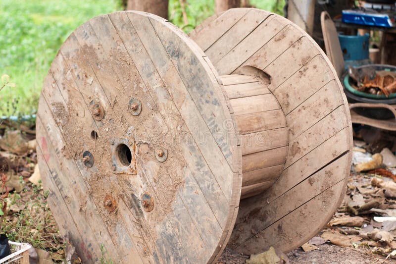 An Old Wooden Reel or Cable Reel Made of Wood Stock Photo - Image of ...