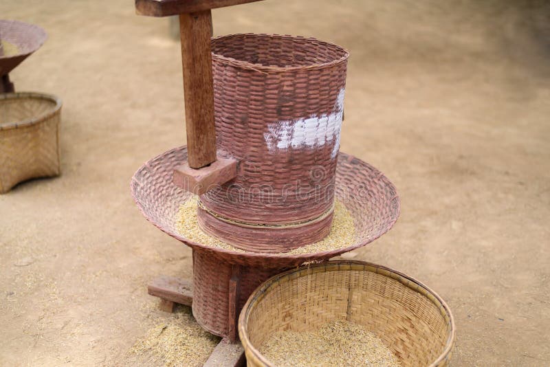 Old Wooden Rice Milling Machine Stock Image - Image of equipment, mill ...