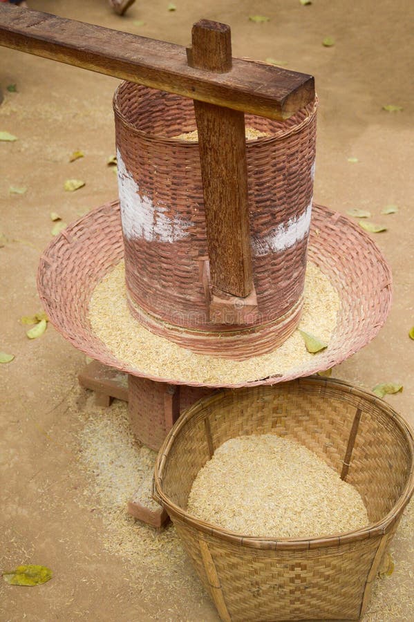 Old rice milling machine. stock image. Image of ancient - 54026307
