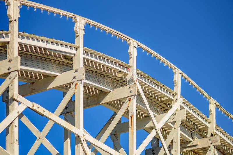 Old wooden roller coaster stock image. Image of excitement - 186451153