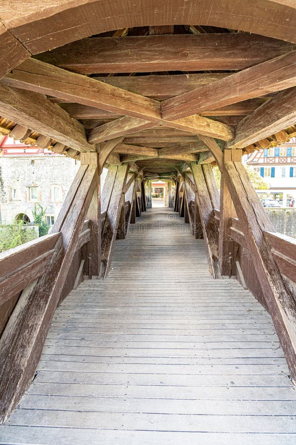 Old Wooden and Roofed Bridge Across the Little River Stock Photo ...