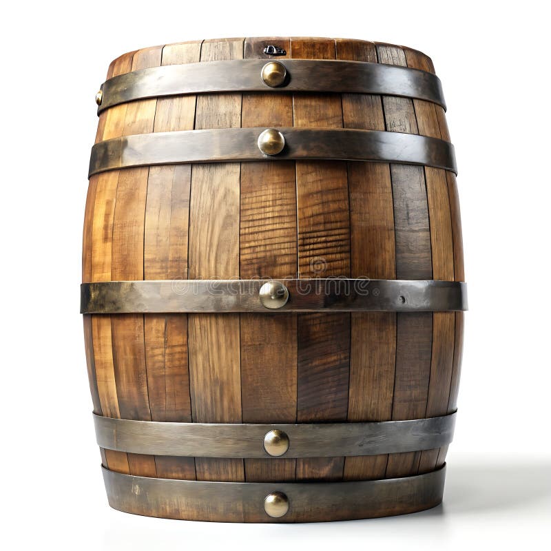 Old Wooden Rum Keg Isolated on White Background Stock Illustration ...