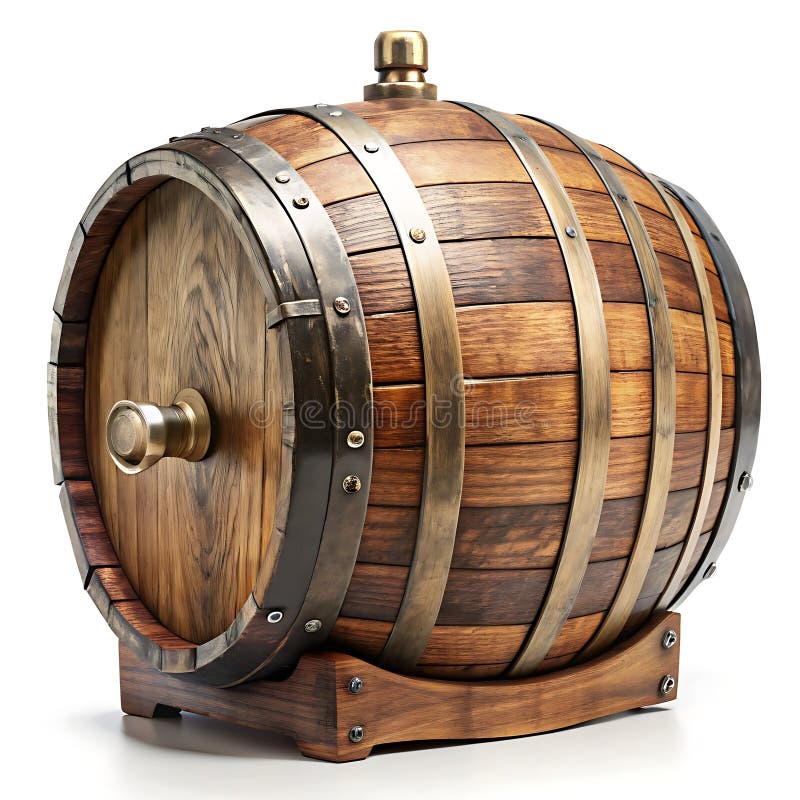 Old Wooden Rum Keg Isolated on White Background Stock Illustration ...